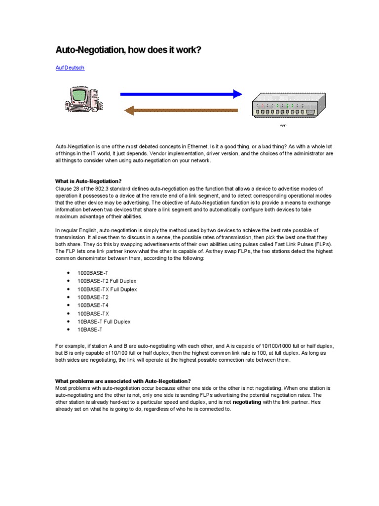 Auto-Negotiation, How Does It Work | PDF | Networking Standards | Data ...