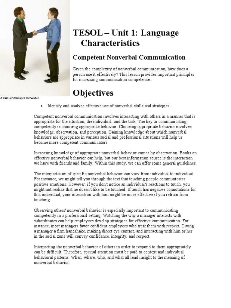 TESOL Part 1 | PDF | Nonverbal Communication | Behavior
