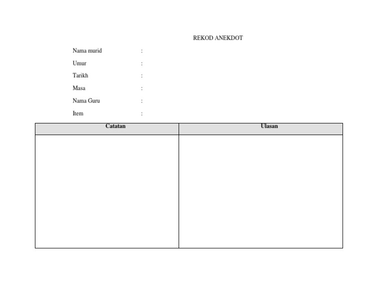 Borang REKOD ANEKDOT | PDF