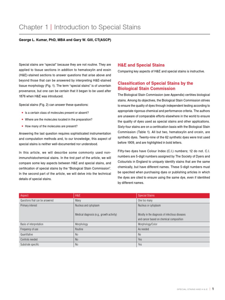 Special Stains | PDF | Staining | Axon