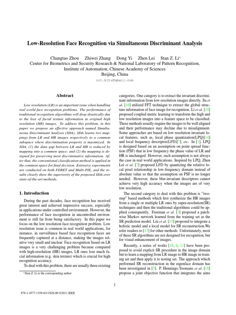 Low-Resolution Face Recognition | PDF | Eigenvalues And Eigenvectors | Pattern Recognition