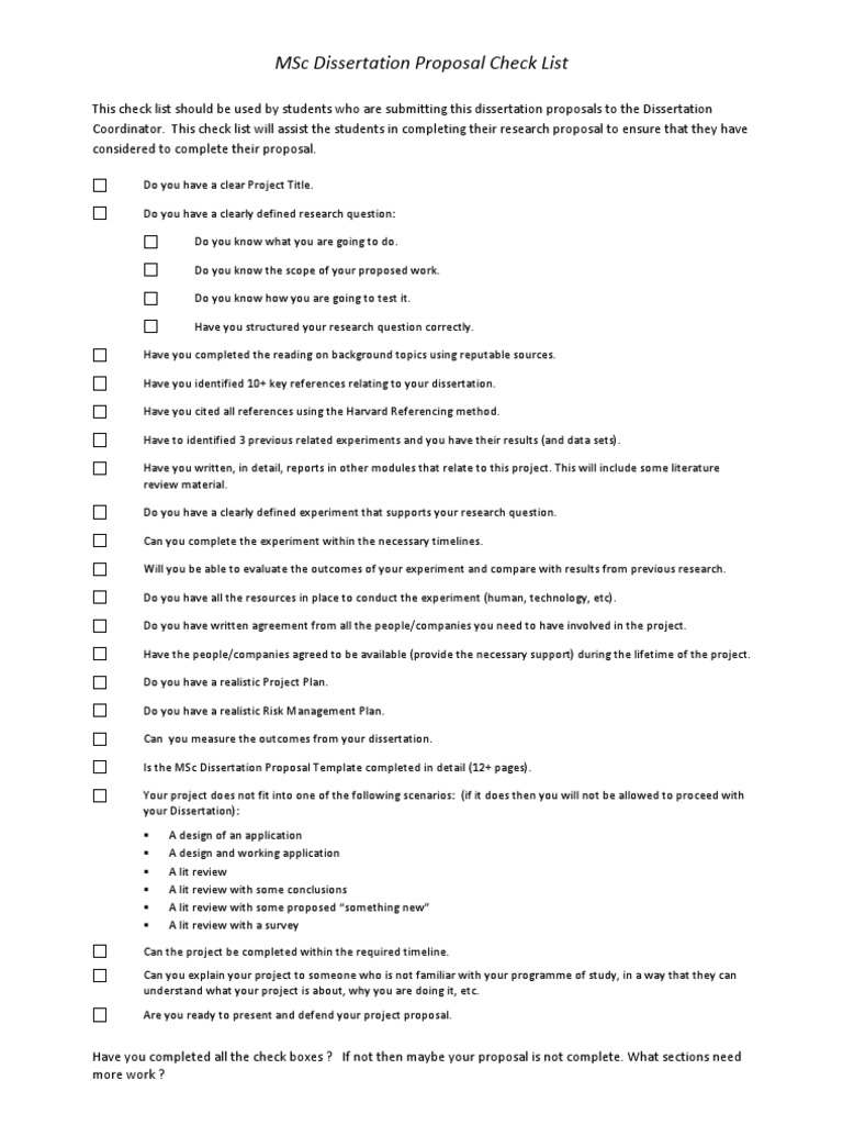 Proposal Check List | PDF | Thesis | Experiment