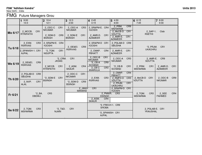 FSM Adhitam Kendra Schedule 2013 | PDF