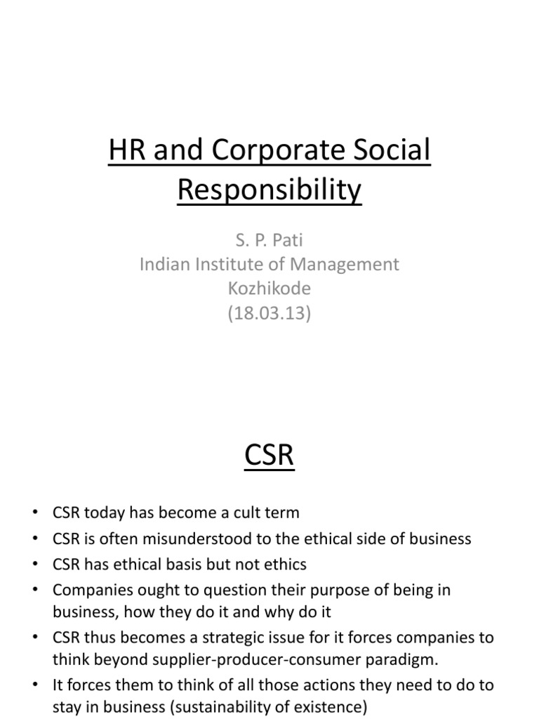 CSR and HRM | PDF | Corporate Social Responsibility | Business