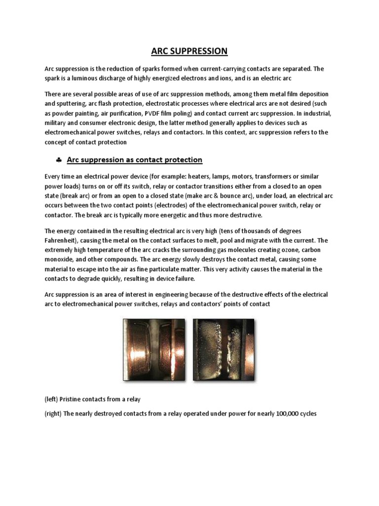 Arc Suppression As Contact Protection | PDF | Relay | Electric Arc