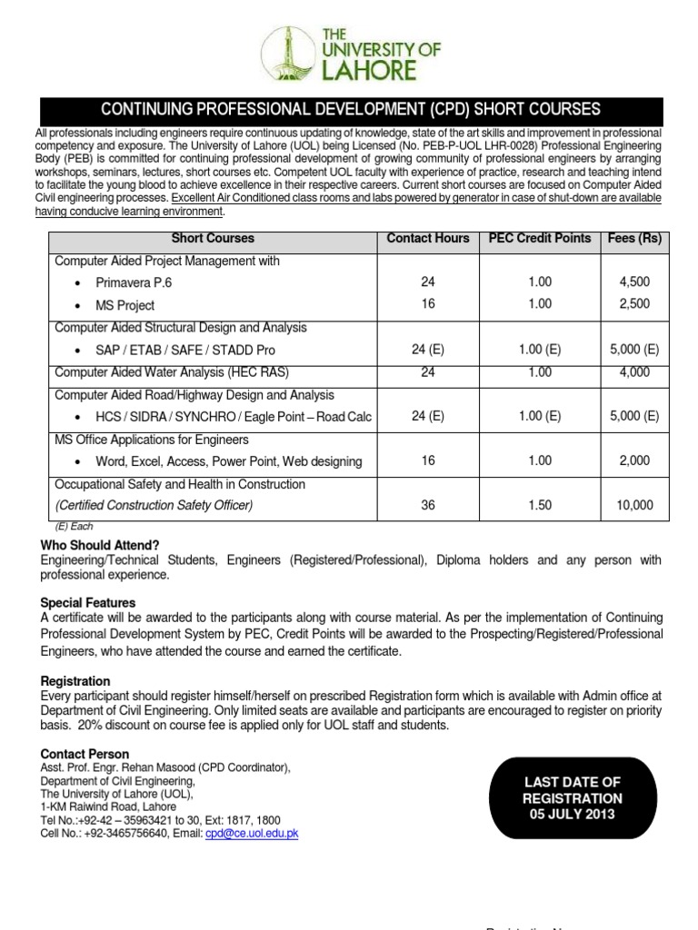 CPD Short Courses for Engineers | PDF | Engineer | Professional Development