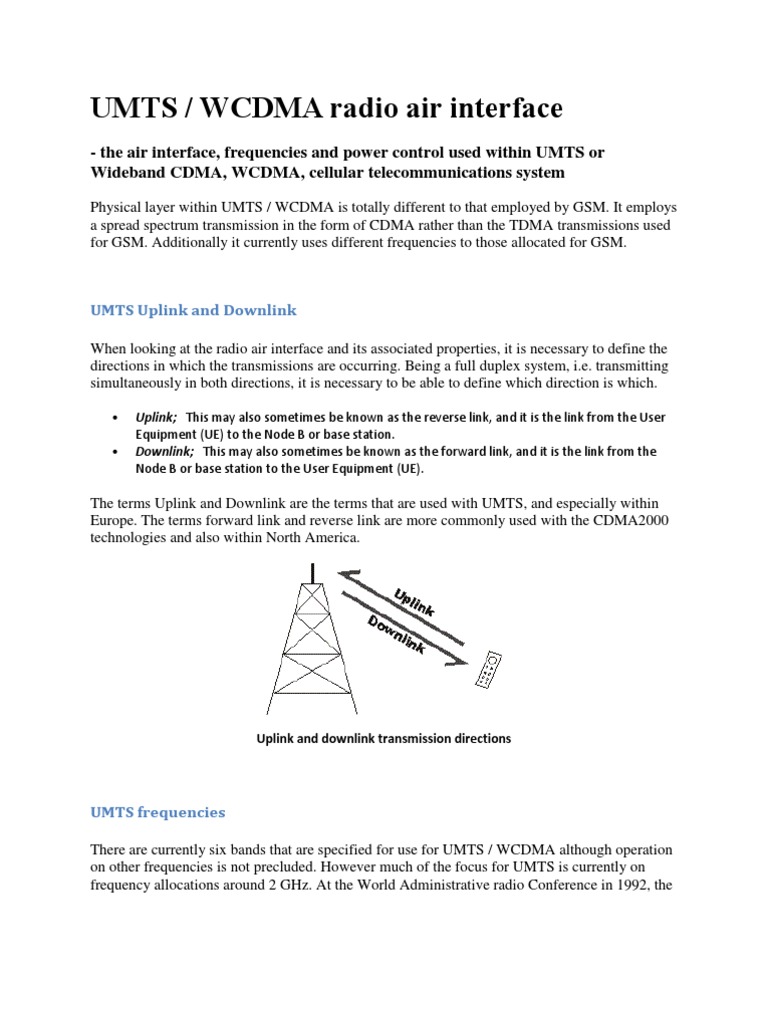UMTS / WCDMA Radio Air Interface | PDF | Computer Networking ...