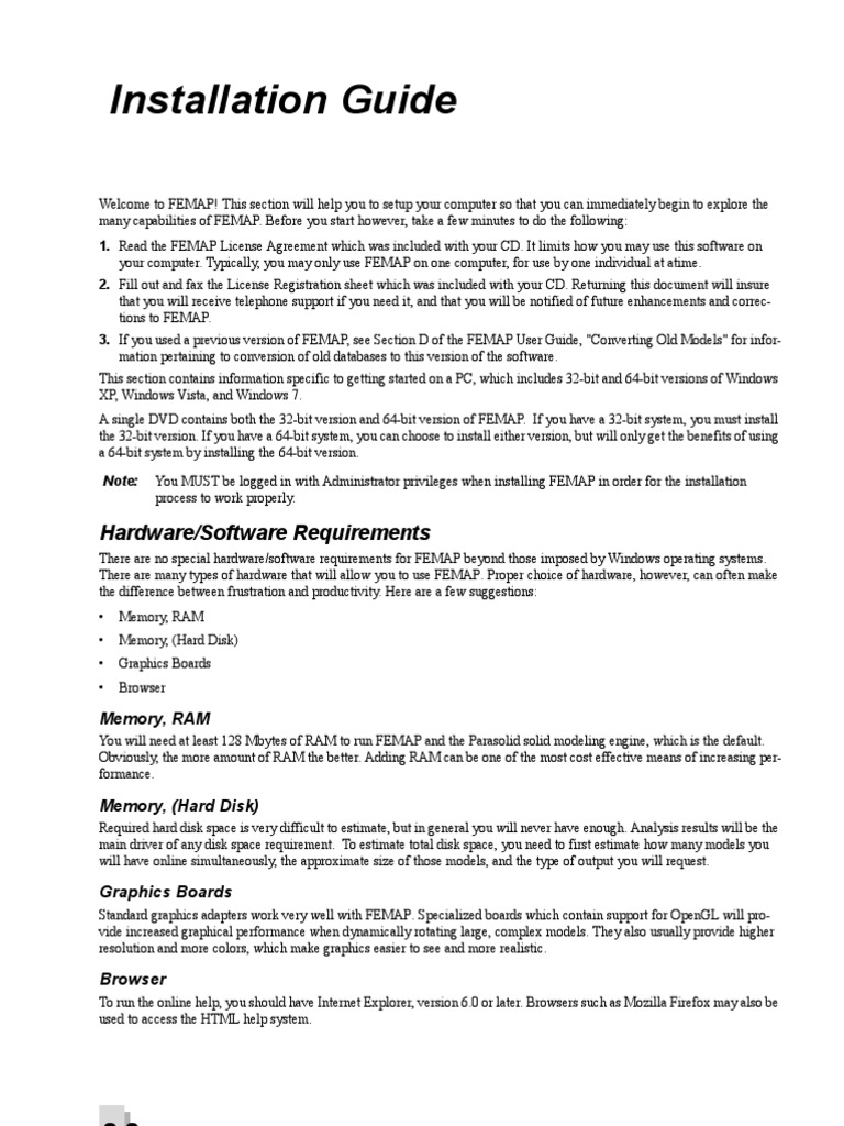 Femap Installation Guide | PDF | Computer Data Storage | Installation (Computer Programs)