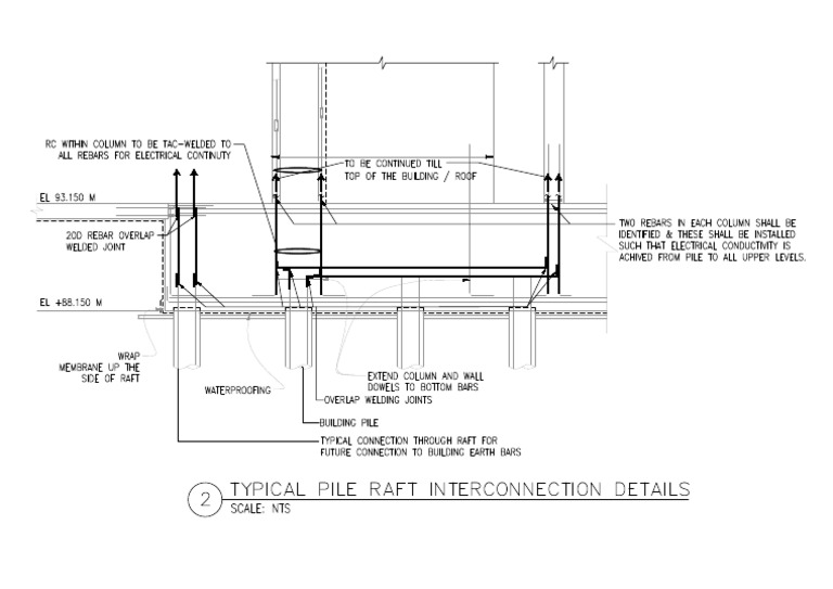 Earthing Typical Pile Raft Interconnection Details | PDF