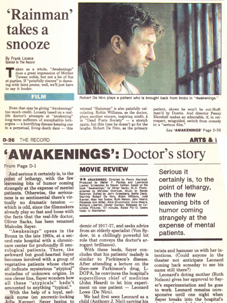 Awakenings (Movie Review) | PDF | Medicine | Leisure