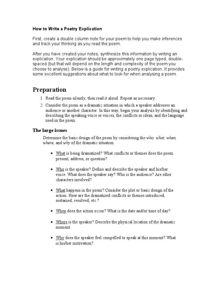 How To Write A Poetry Explication | PDF | Metre (Poetry) | Poetry