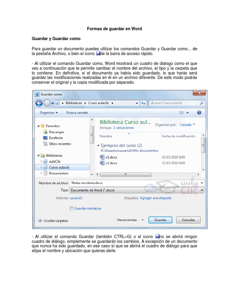 Formas de Guardar en Word