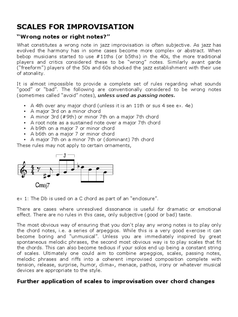 Scales for Jazz Improvisation | PDF | Scale (Music) | Chord (Music)