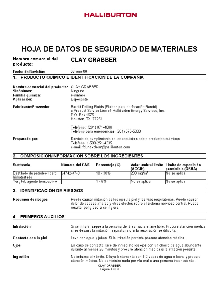 Clay Grabber PDF | PDF | Toxicidad | Mercancías peligrosas