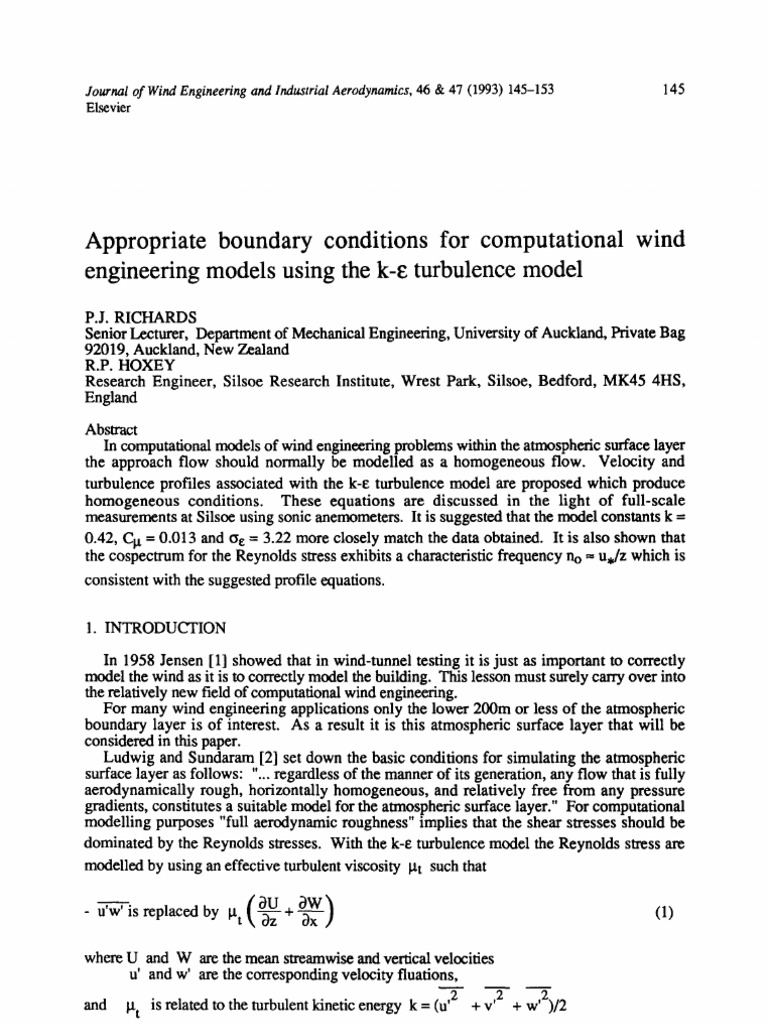 Appropriate Boundary Conditions For Computational Wind Engineering ...