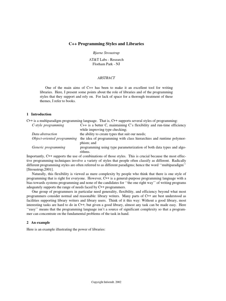 InformIT - Stroustrup, Bjarne - C++ Programming Styles and Libraries ...