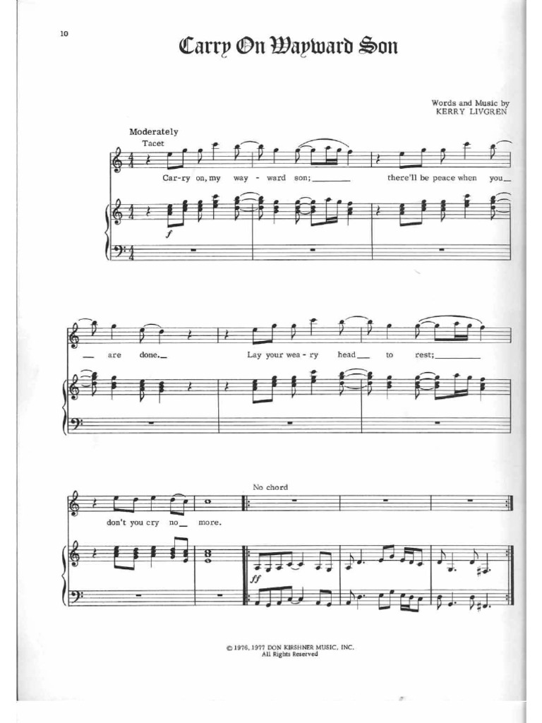 Kansas - Left Overture (Songbook) | PDF