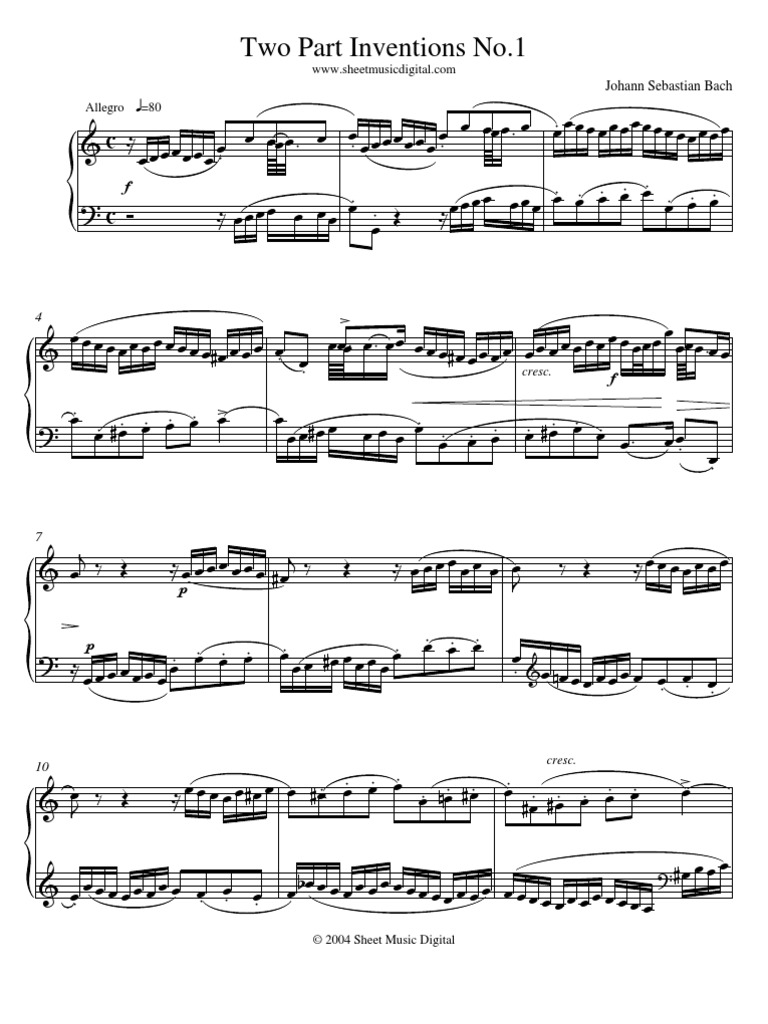 Bach - Two Part Invention - Book | PDF | Sports | Unrest