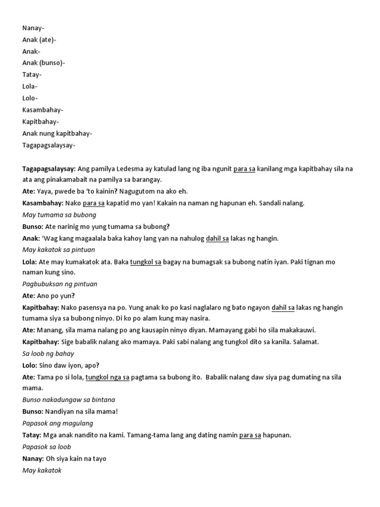 Maikling Dula Tungkol Sa Pamilya | PDF