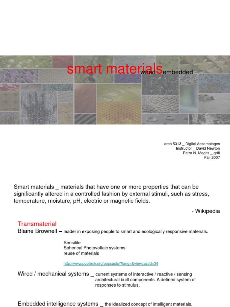Smart Materials Powerpoint | Download Free PDF | Shape Memory Alloy | Sensor