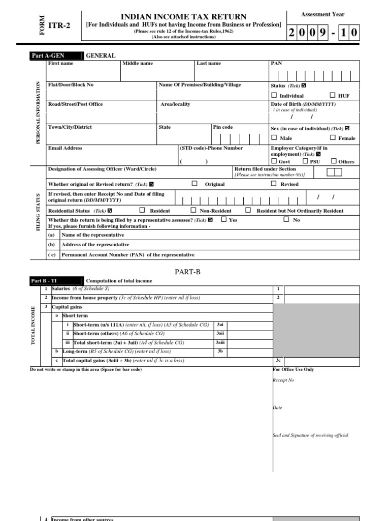 Form ITR-2 | Payments | Government Finances