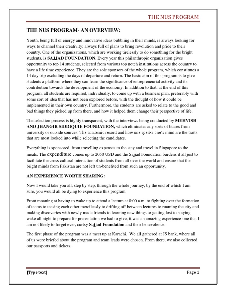 The Nus Programme | PDF | Entrepreneurship | Business (General)