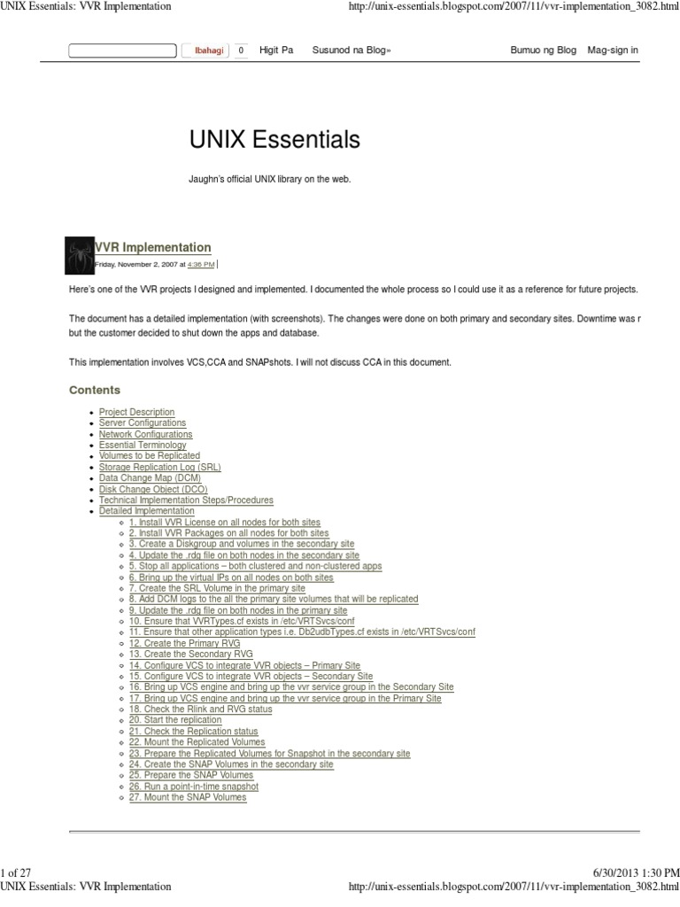 VVR Implementation | PDF | Replication (Computing) | Computer Data Storage