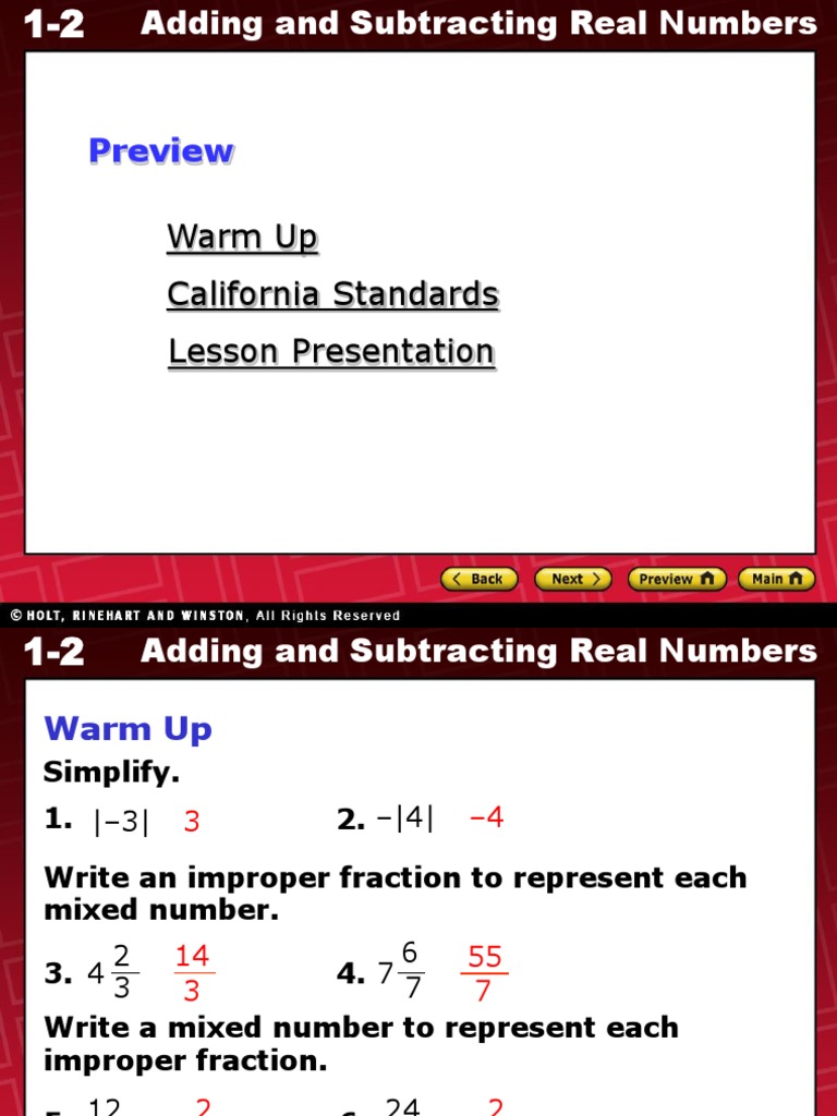 1.2. Adding and Subtracting Real Numbers | PDF | Fraction (Mathematics ...