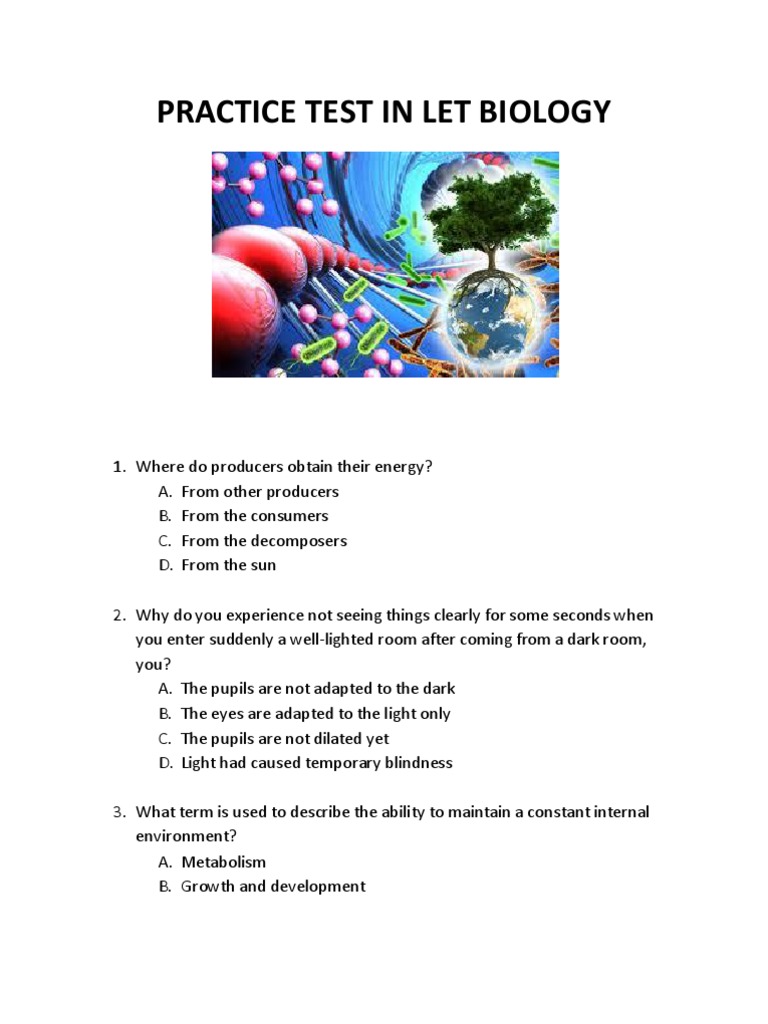Practice Test in LET BIOLOGY | PDF | Seed | Cell (Biology)
