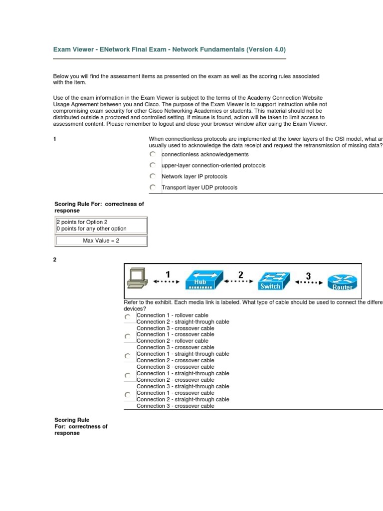 ENetwork Final Exam - Ccna1r | PDF | Communications Protocols | Computer Network