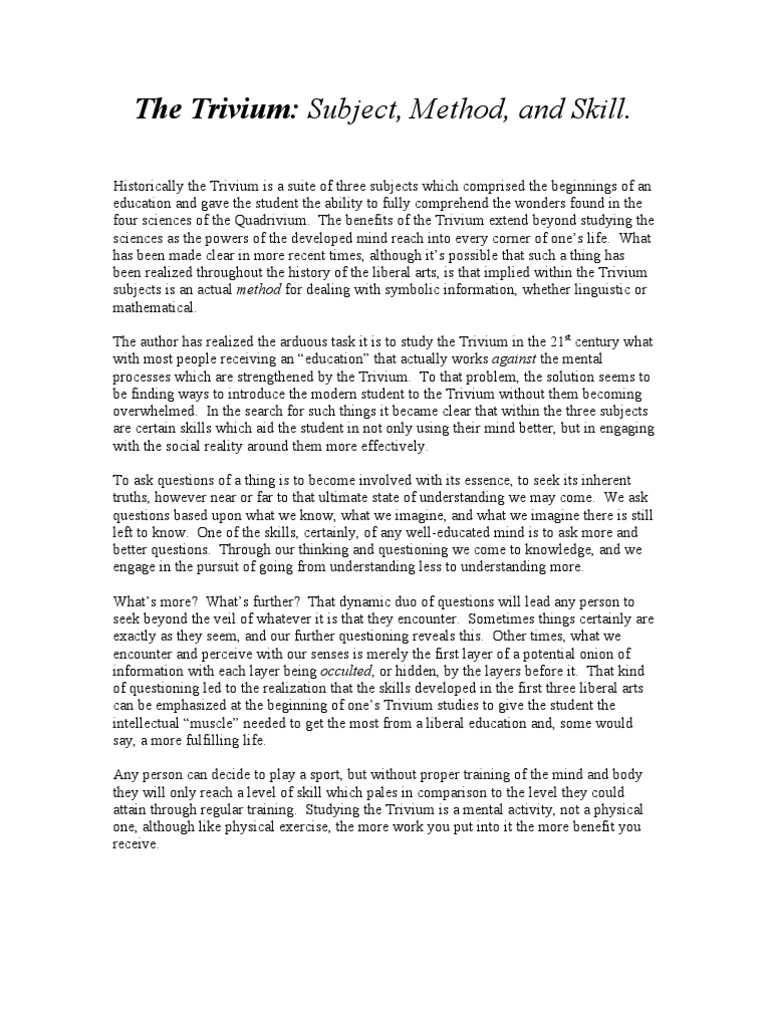 Mastering the Trivium Skills for Learning | PDF | Argument | Rhetoric