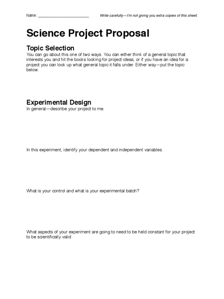 Science Fair Proposal Form | PDF