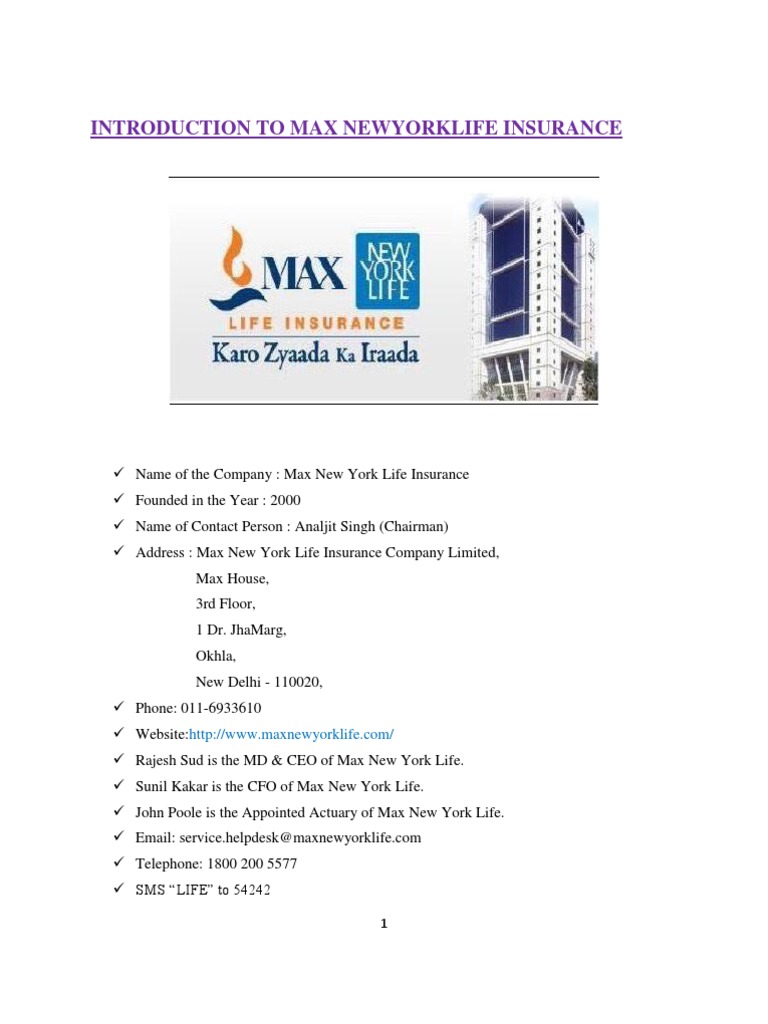 Introduction To Max Newyork Life Insurance | PDF | Brand | Survey ...