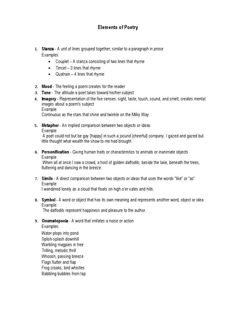 Key Elements of Poetry Explained | PDF | Poetry