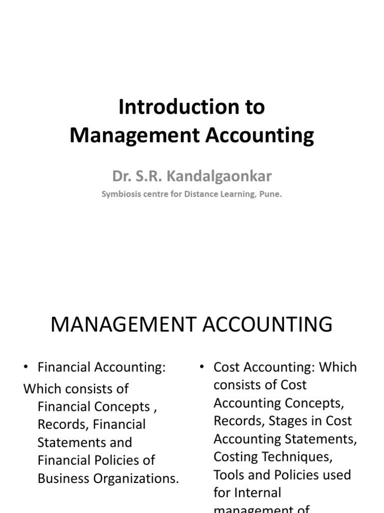 Introduction To Management Accounting | PDF | Debits And Credits ...