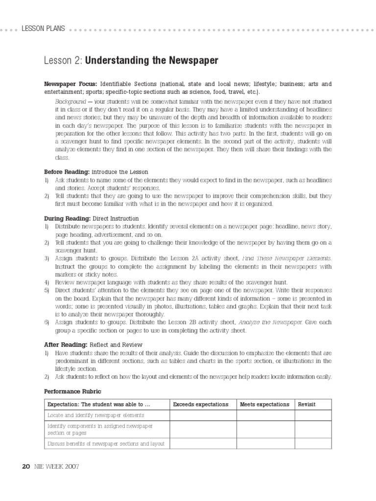 Teachers Guide Lesson2 MH | PDF | Newspapers | News