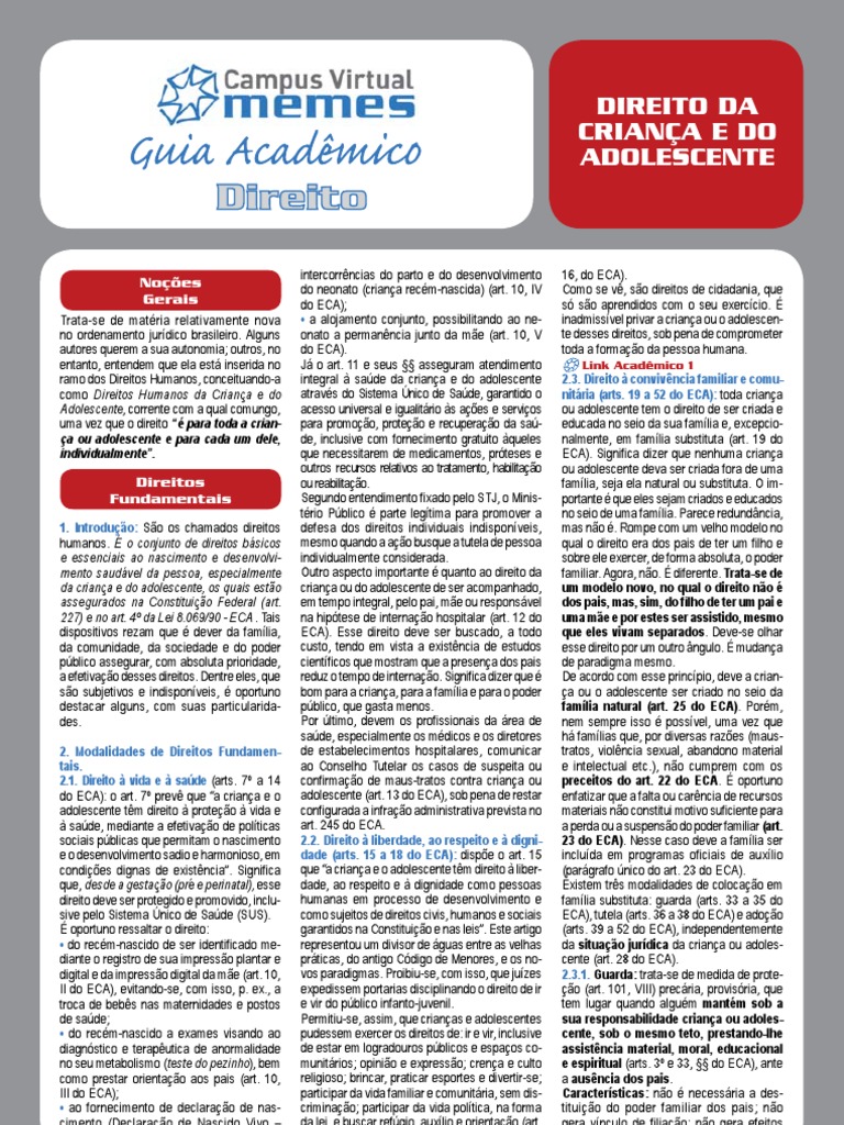 Direitos das Crianças e Adolescentes | PDF | Adoção | Família