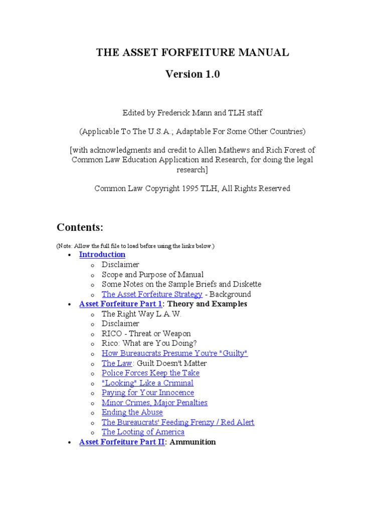 The Asset Forfeiture Manual | PDF