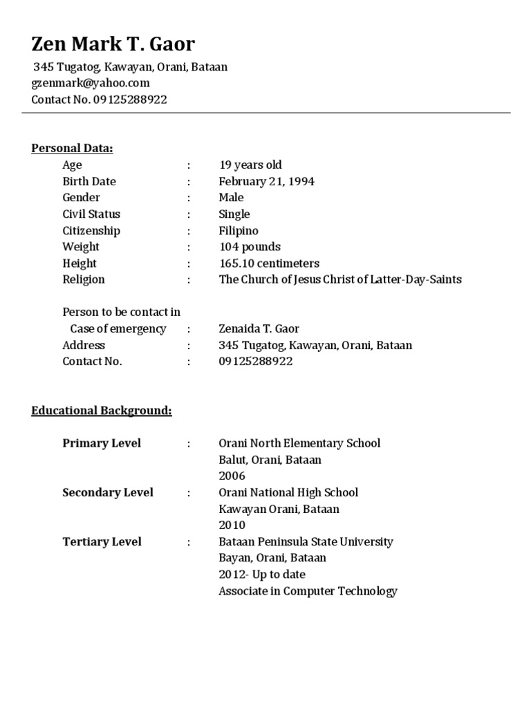 Resumae Format | PDF