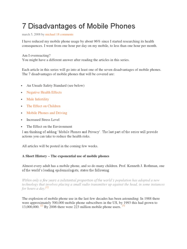 Disadvantages Of Mobile Phones For Students