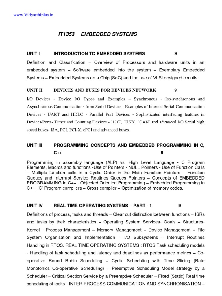 Embedded Systems Lecture Notes Pdf Field Programmable Gate Array Embedded System