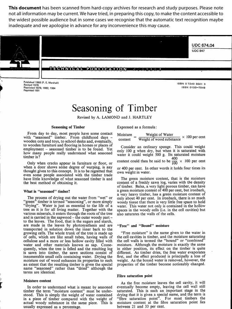 Seasoning of Timber | PDF | Lumber | Wood