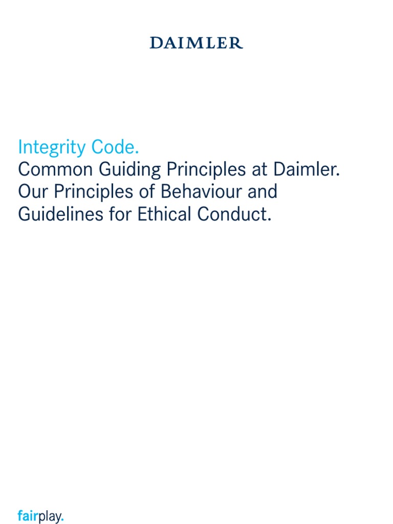 Daimler Integrity Code | PDF | Integrity | Business