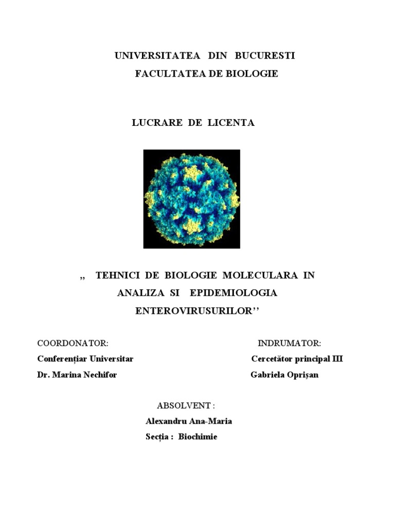 Tehnici de Biologie Moleculara in Analiza Si Epidemiologia ...