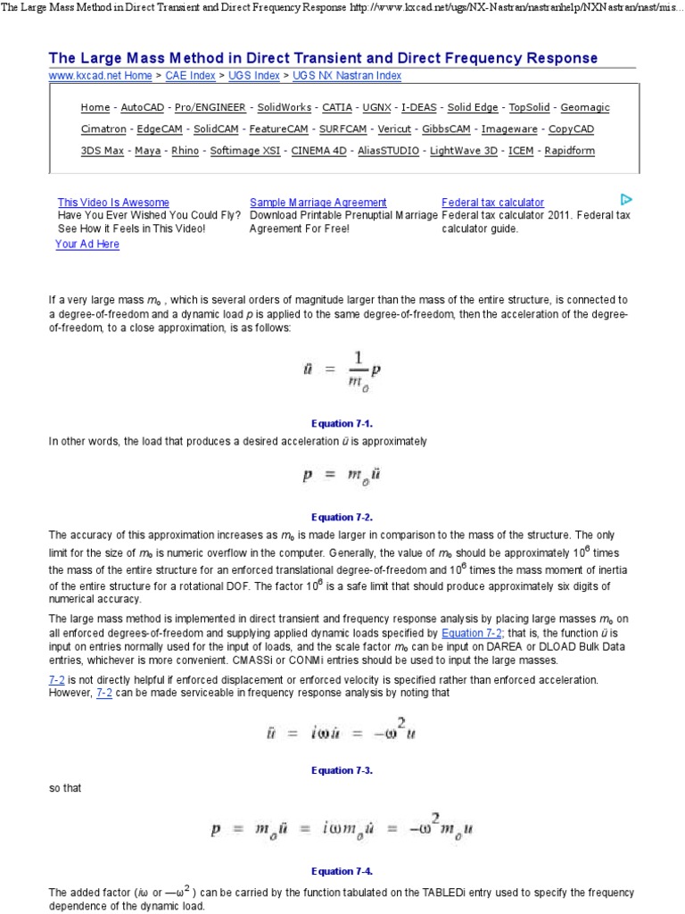 The Large Mass Method in Direct Transient and Direct Frequency Response ...