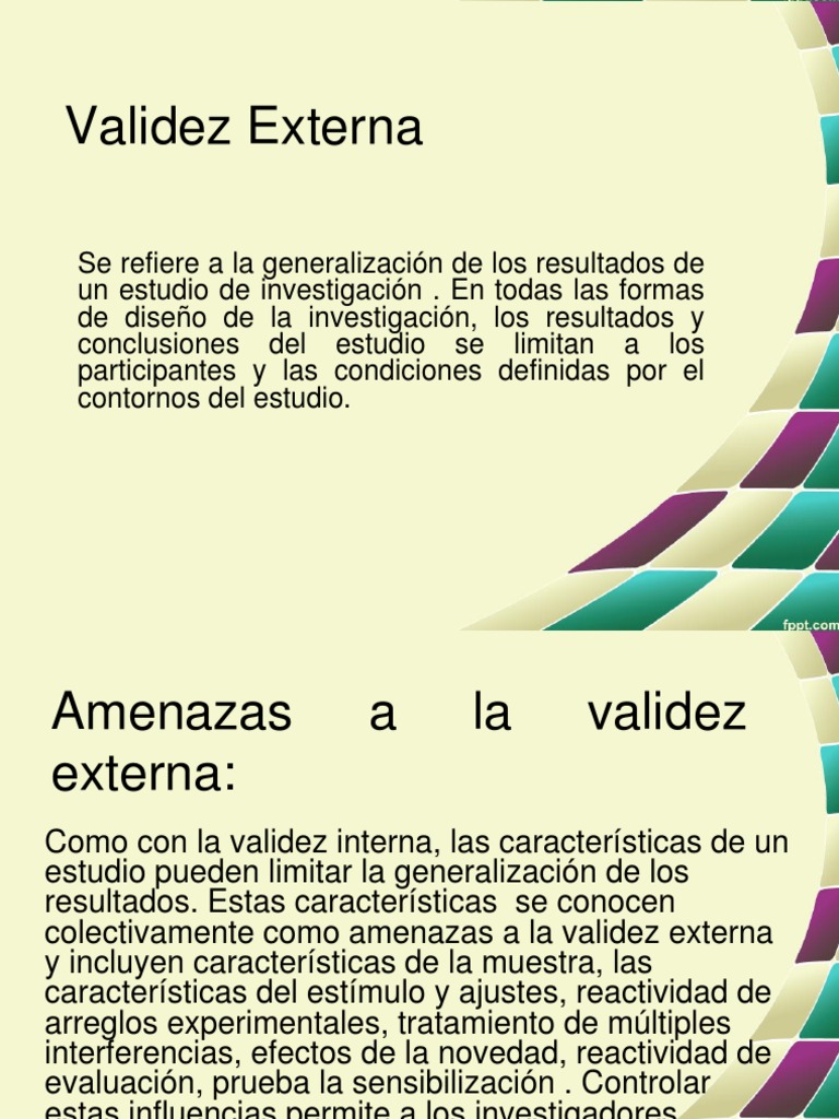 Validez Externa | PDF | Validez (Estadísticas) | Ciencias del ...