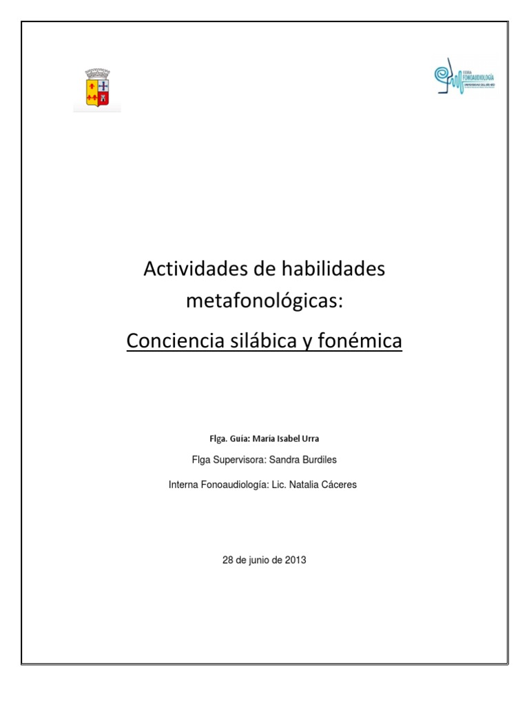Actividades Conciencia Silabica y Fonemica | PDF | Sílaba | Escritura