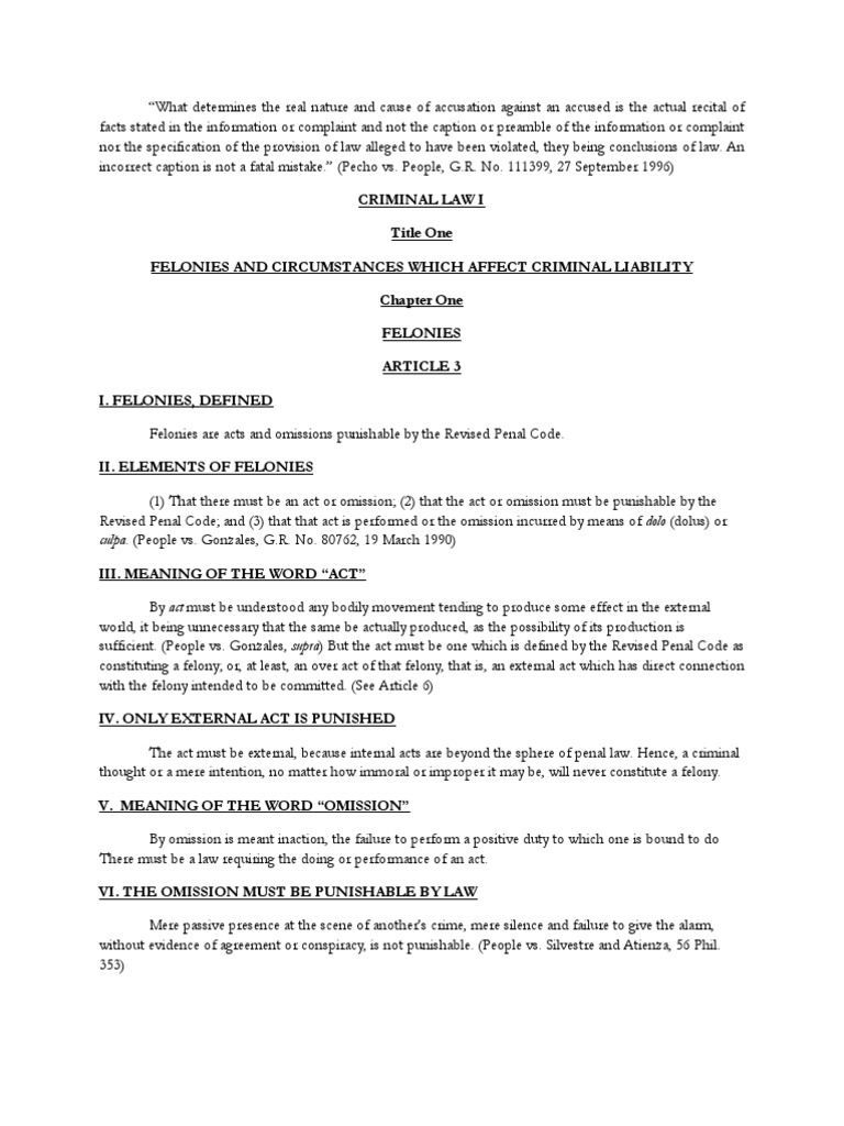 RPC - Article 3 | PDF | Intention (Criminal Law) | Crime & Violence