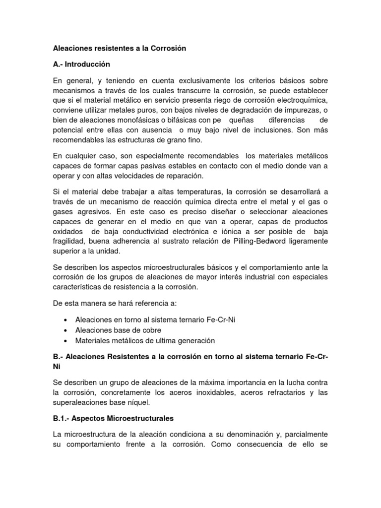 Aleaciones Resistentes A La Corrosion | PDF | Acero inoxidable ...