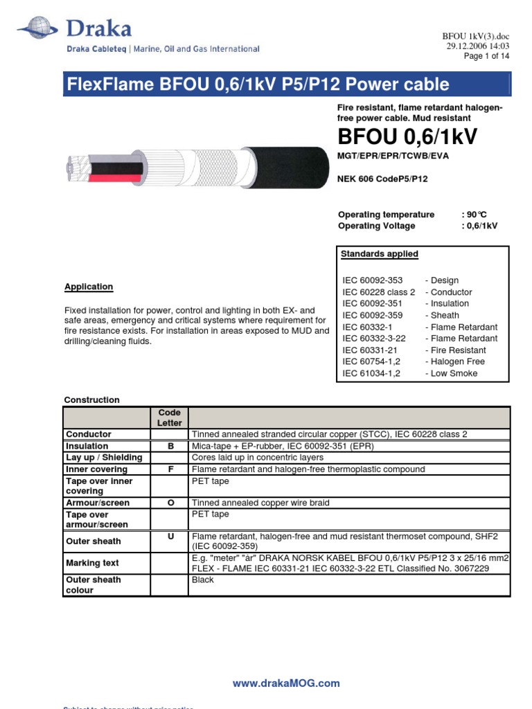 Bfou1kv (3) Nek606 Cables | PDF | Cable | Wire